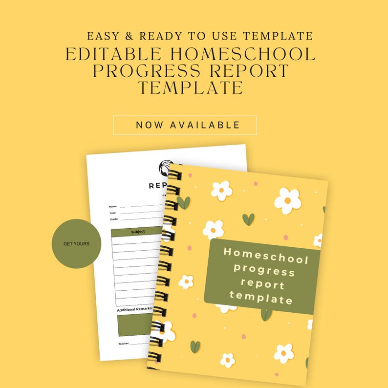 Editable Homeschool Progress Report Template | Digital Download Easy to ...