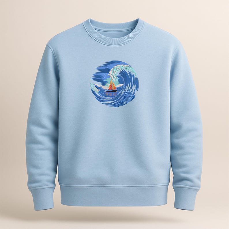 Sailboat Ocean Wave Embroidery Design - Nautical Machine Pattern ...