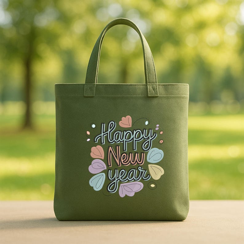 Happy New Year Script Stitch Design – Festive Machine Embroidery Quote ...