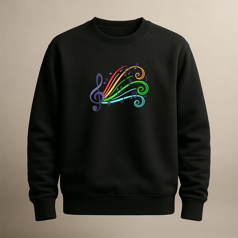 Colorful Music Notes Swirl – Machine Embroidery Design for Apparel ...