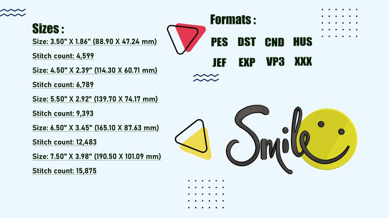Smile Script With Happy Face – Cheerful Word Art Machine Embroidery ...