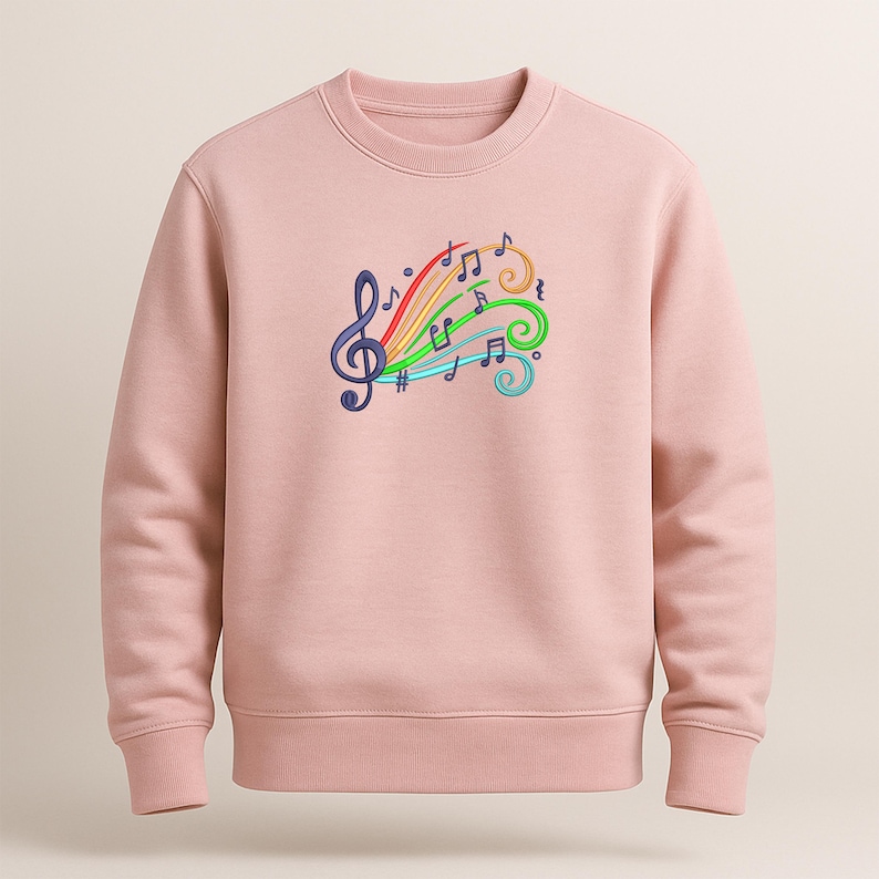 Colorful Music Notes Swirl – Machine Embroidery Design for Apparel ...