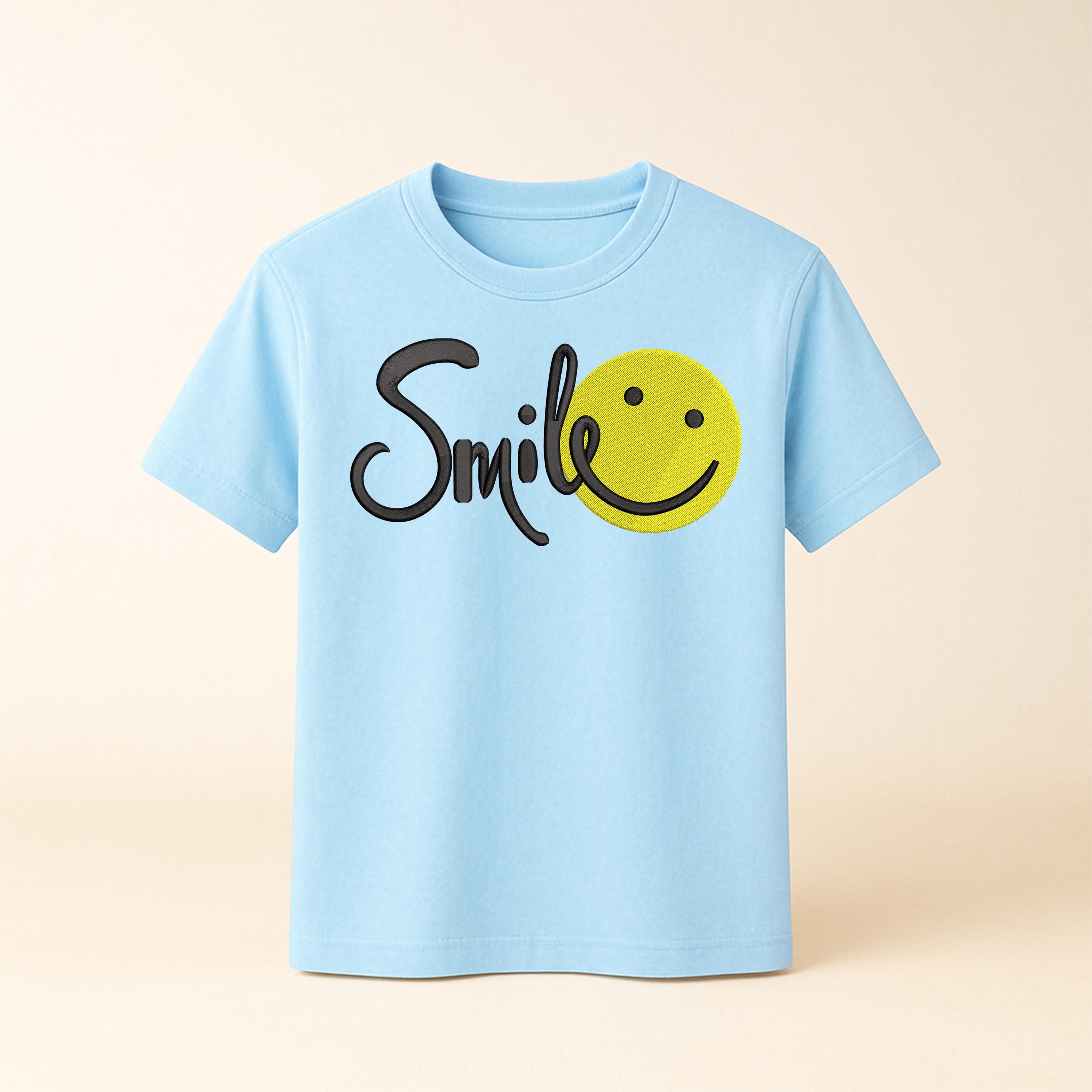 Smile Script With Happy Face – Cheerful Word Art Machine Embroidery ...