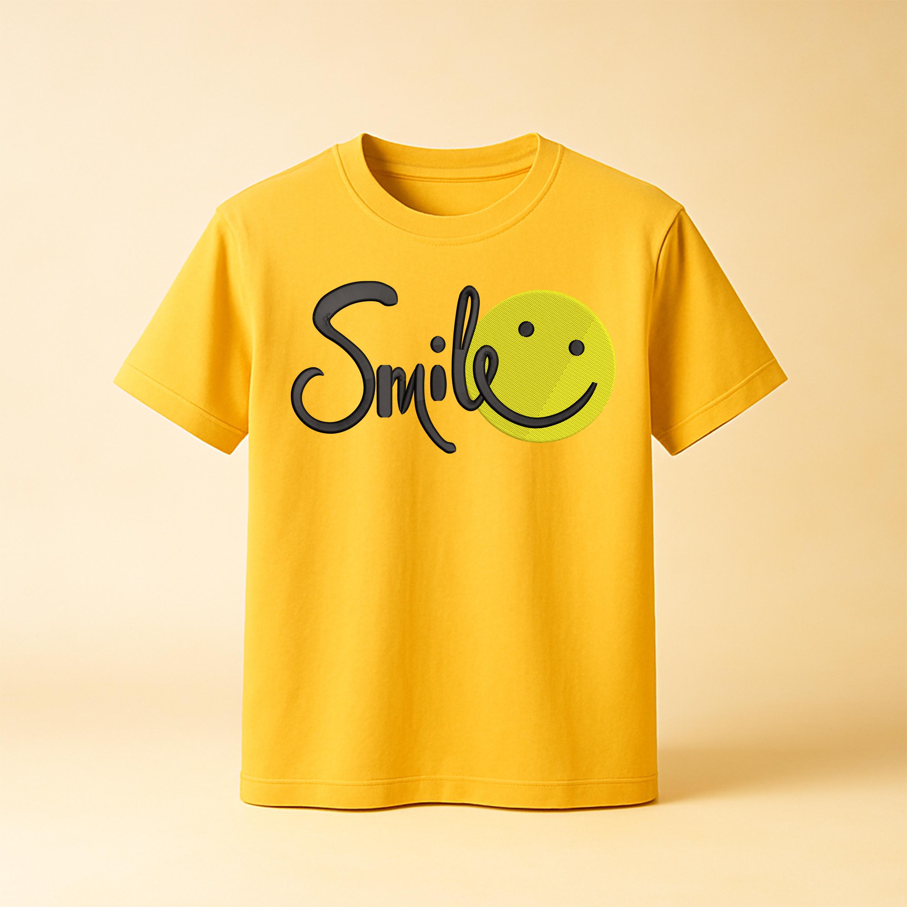 Smile Script With Happy Face – Cheerful Word Art Machine Embroidery ...