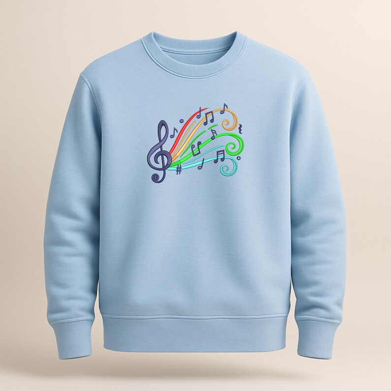 Colorful Music Notes Swirl – Machine Embroidery Design for Apparel ...