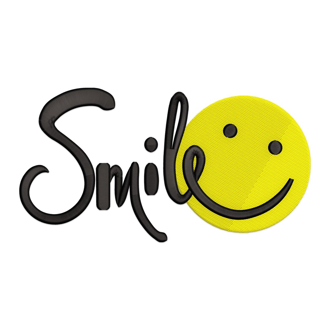 Smile Script With Happy Face – Cheerful Word Art Machine Embroidery ...