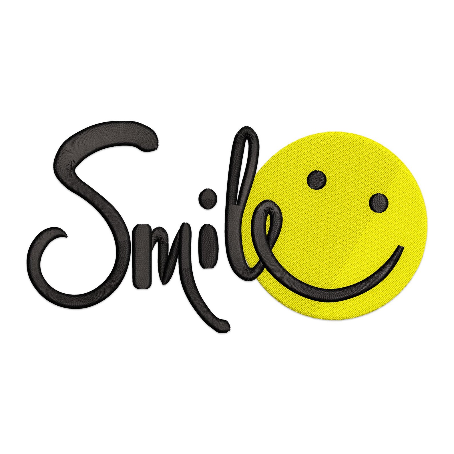 Smile Script With Happy Face – Cheerful Word Art Machine Embroidery ...