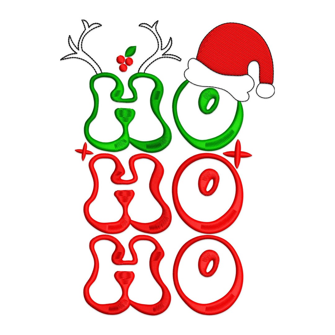 Ho Ho Ho Christmas Embroidery Design, Santa, Reindeer (digital Download ...