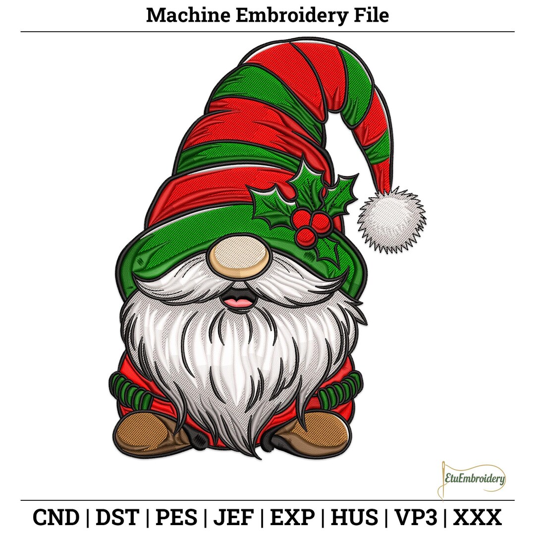 Christmas Gnome Embroidery Design: Holiday Applique (PES, DST, JEF) - Etsy