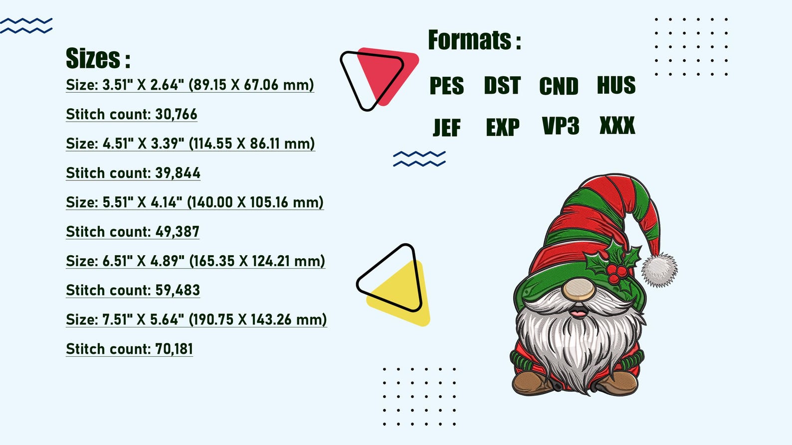 Christmas Gnome Embroidery Design: Holiday Applique (PES, DST, JEF) - Etsy