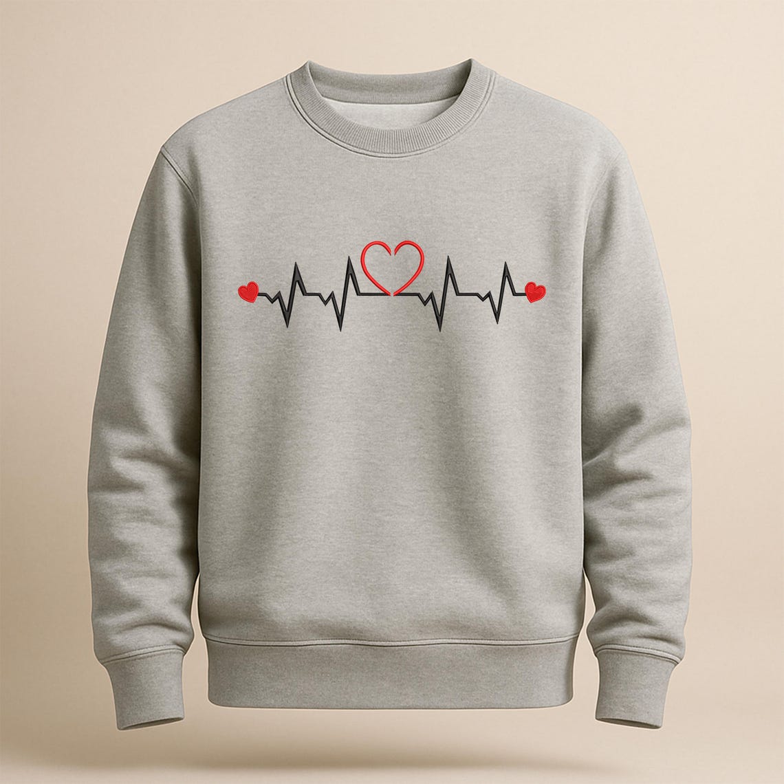 Heartbeat Heart Embroidery Design: EKG Valentine Applique (digital ...