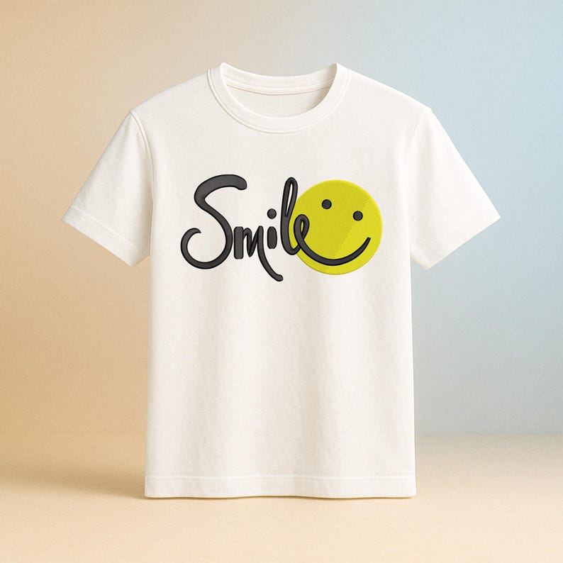 Smile Script With Happy Face – Cheerful Word Art Machine Embroidery ...