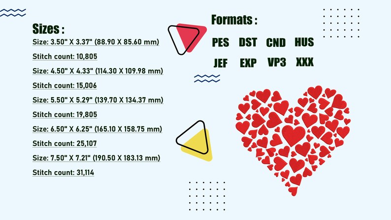 Heart Collage Embroidery Design – Romantic Machine Stitch Pattern for ...