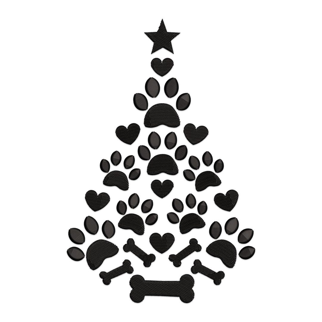 Paw Print Christmas Tree – Dog Bone Holiday Machine Embroidery Design ...