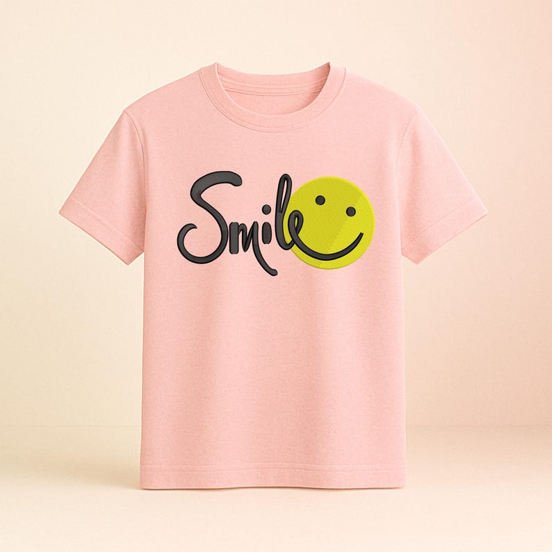 Smile Script With Happy Face – Cheerful Word Art Machine Embroidery ...