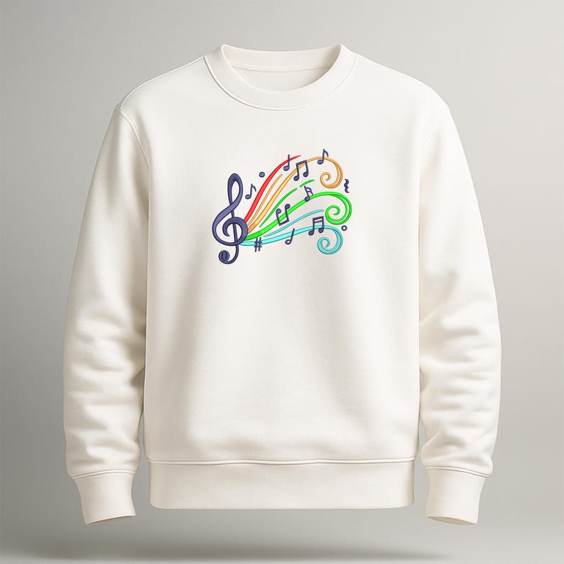 Colorful Music Notes Swirl – Machine Embroidery Design for Apparel ...