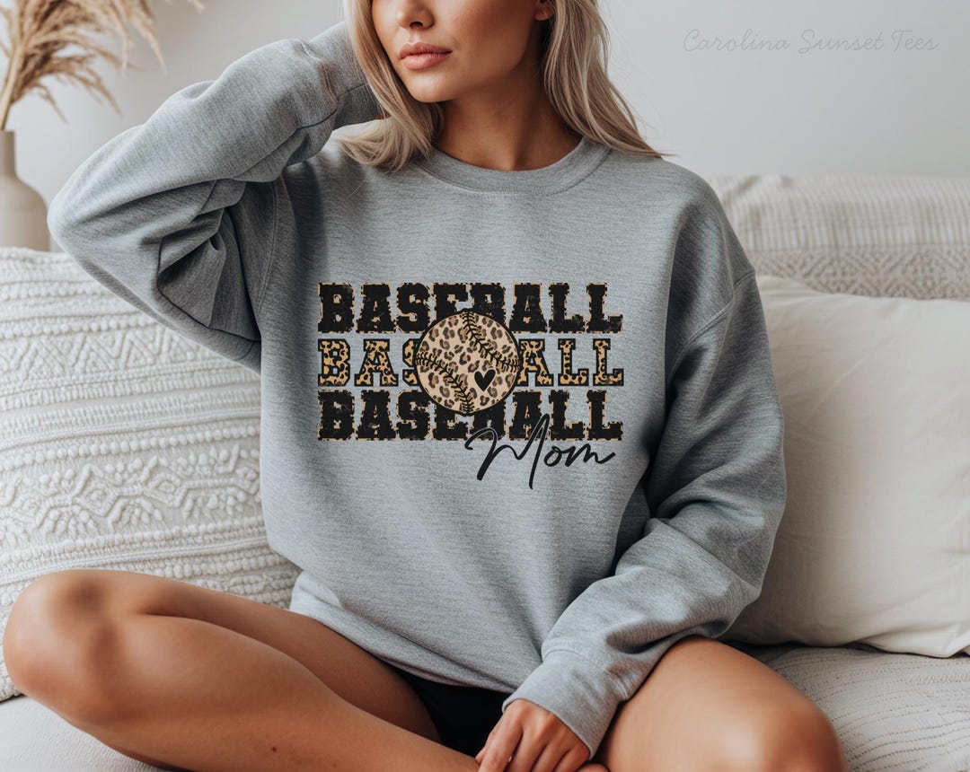 Cheetah Print Baseball Mom Sweatshirt Gift, Baseball Mama Shirt, Womens ...