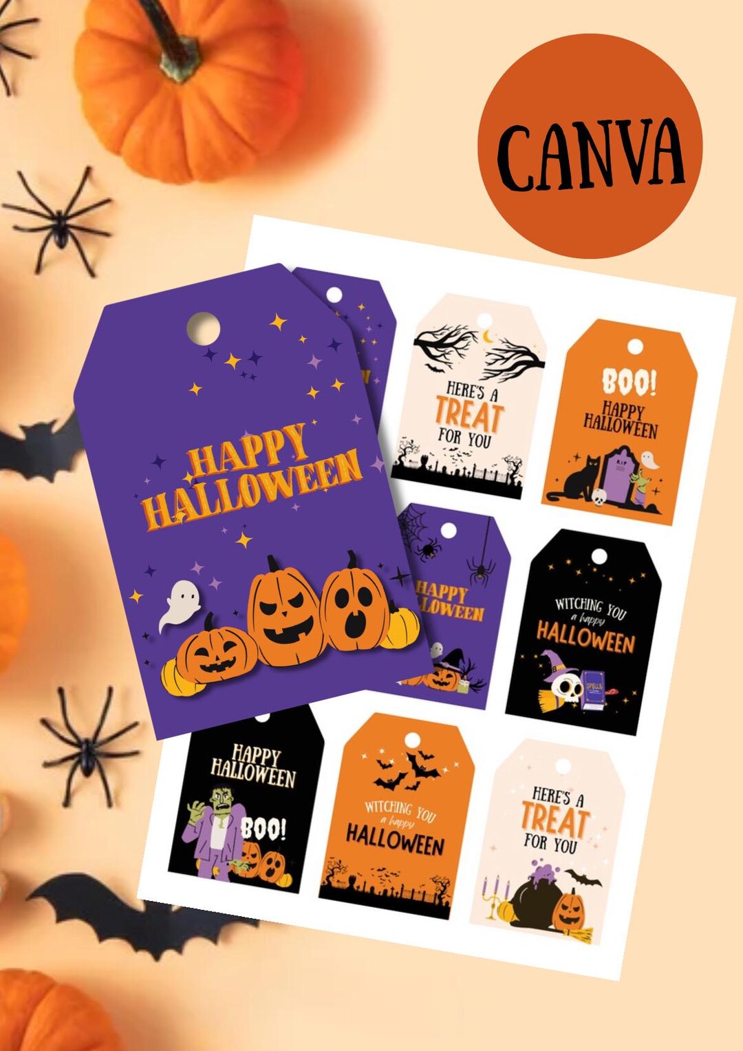 Editable Halloween Favor Tags: Trick or Treat Goodie Bag (canva ...