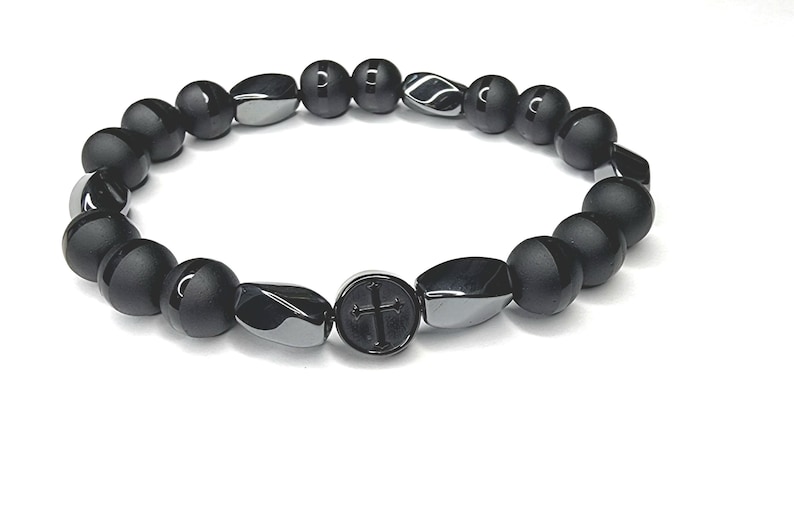 Armor of God Wrist Armor – Matte Black Onyx & Hematite Spiritual Wrist ...