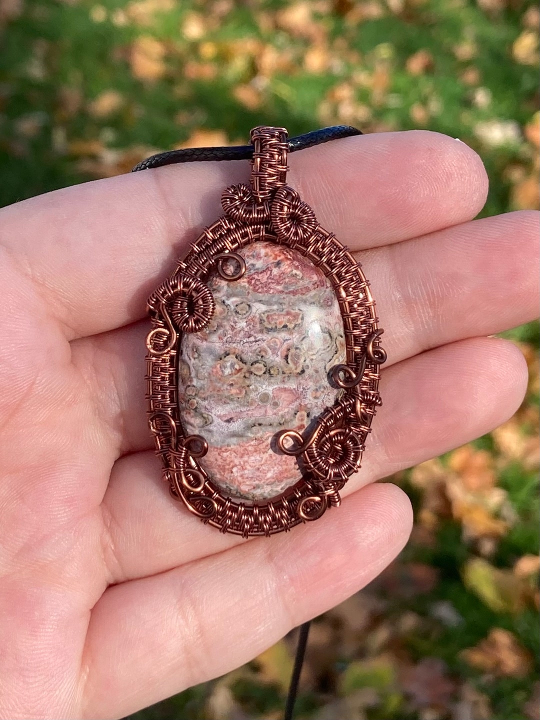 Leopard Stone Wire Wrapped Pendant - Etsy