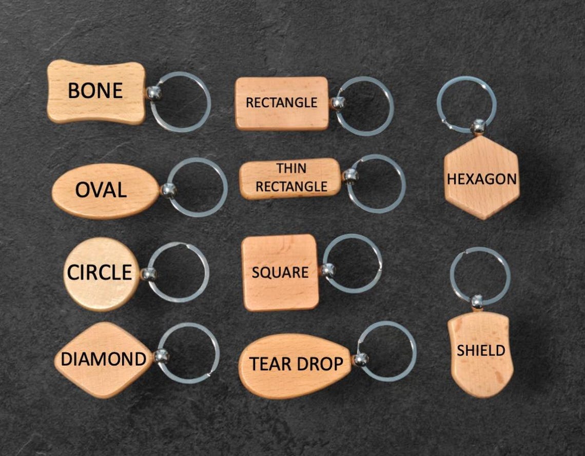 Custom Laser Engraved Wooden Keychains - Assorted Sizes - Etsy