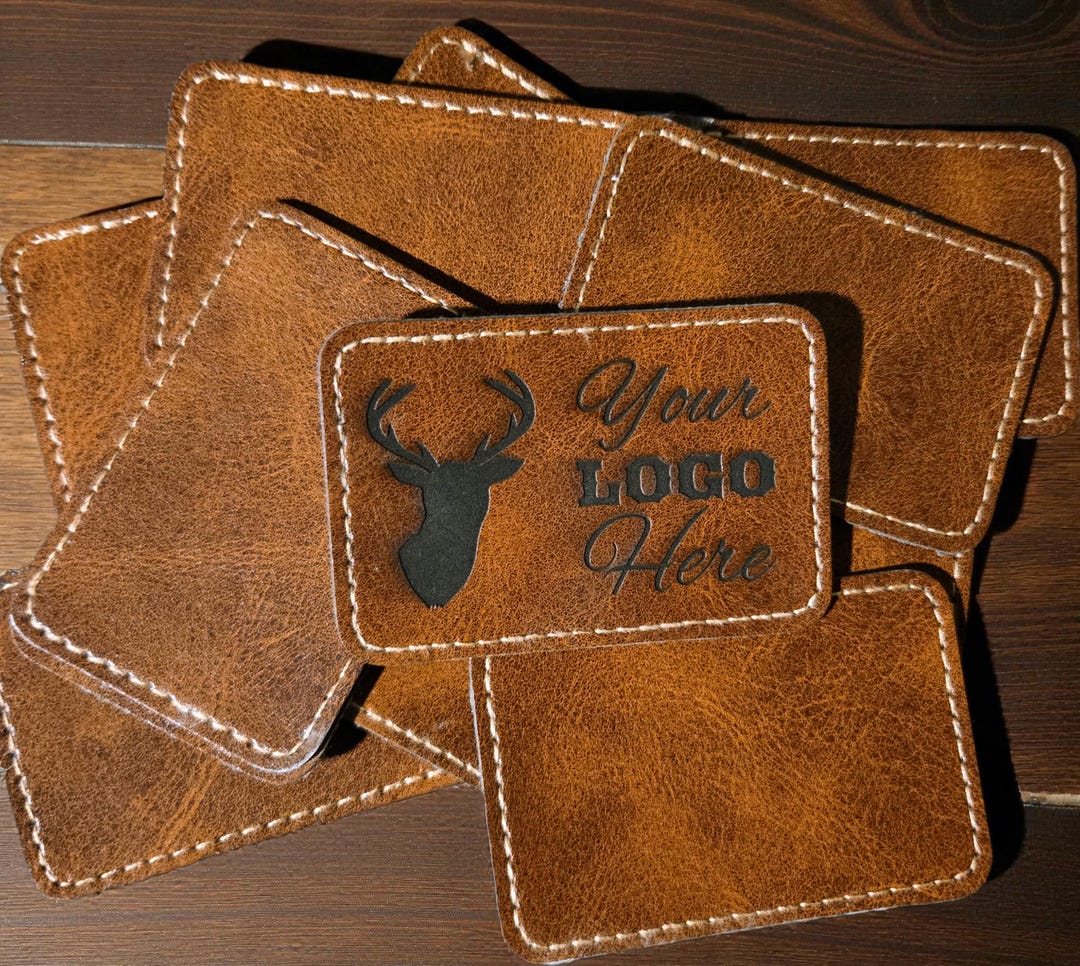 Laser Engraved Adhesive Backed Leather Patches: 3x2 Rectangle / Hexagon ...