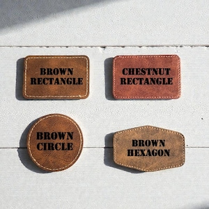 Laser Engraved Adhesive Backed Leather Patches: 3x2 Rectangle / Hexagon ...
