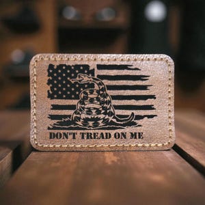 Laser Engraved Adhesive Backed Leather Patches: 3x2 Rectangle / Hexagon ...