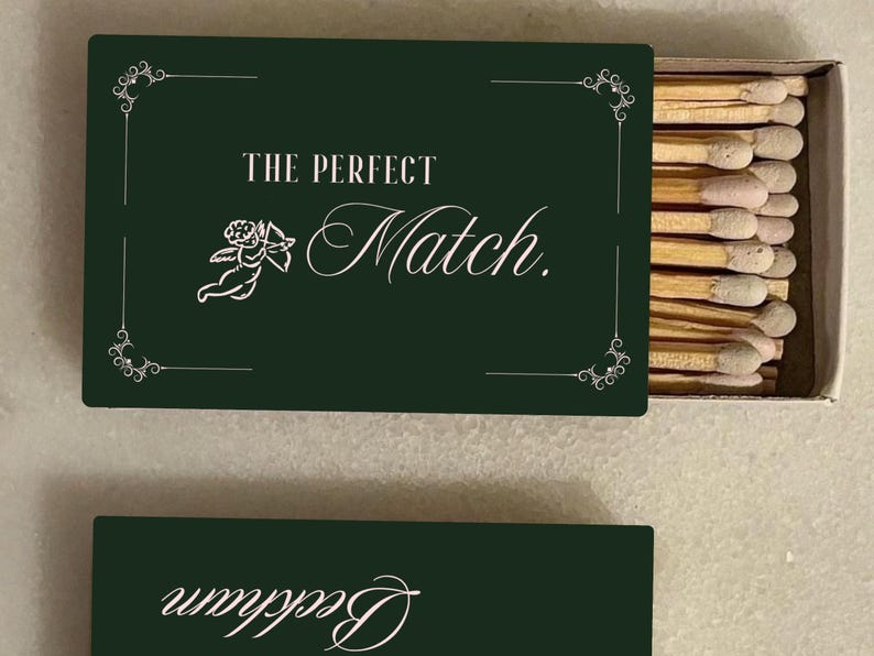 Elegant Wedding Matchbox Template: Forest Green, Dusty Rose, Burgundy ...