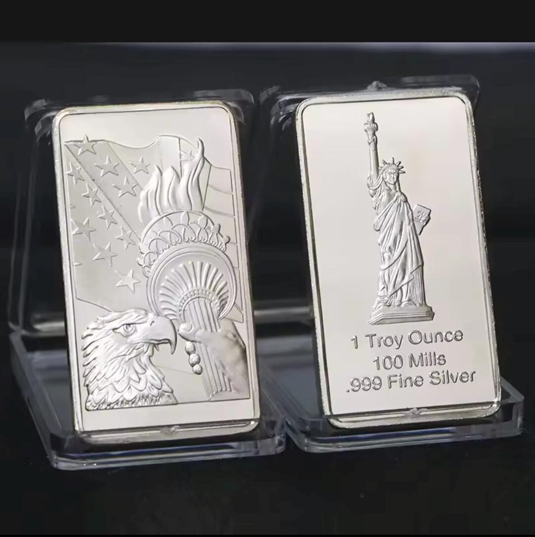 1 Oz .999 Fine Silver - 100 Mills - Liberty Silver Bullion Bar - Etsy