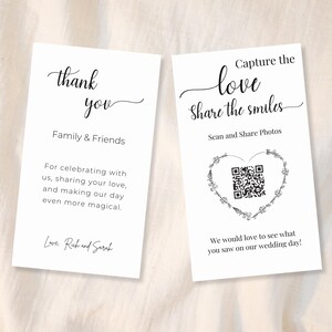 QR Code Wedding Card, Scan to Share Photos & Thank You Card, Editable ...