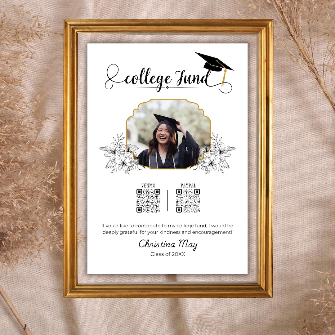 EDITABLE College Fund QR Code Sign Template With Photo– High School ...