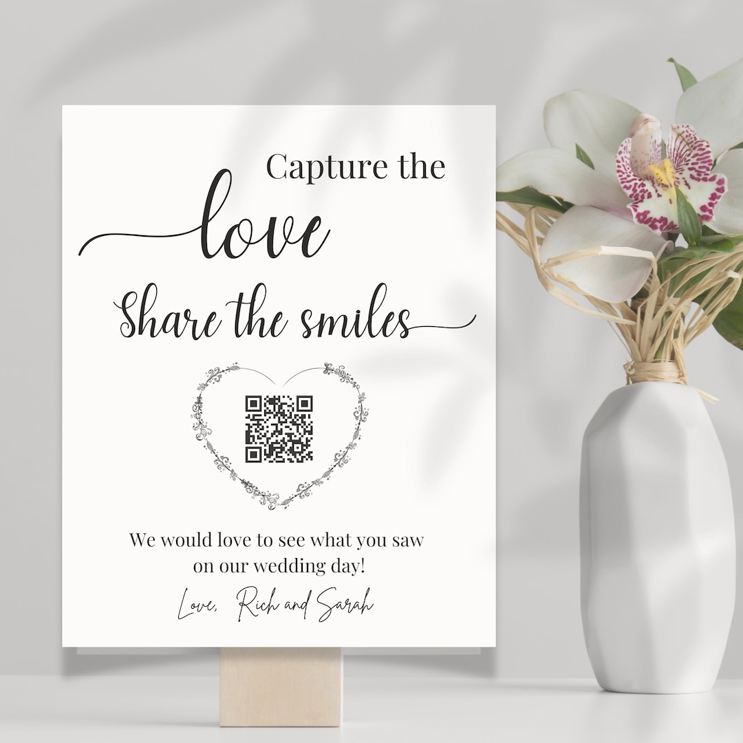 EDITABLE Wedding Photo Album QR Code Sign, Editable Scan to Share Signs ...