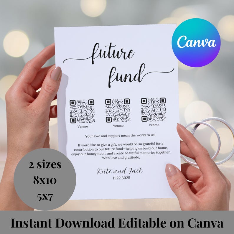 Future Fund QR Code Sign – Editable Canva Template, Handwritten Font ...