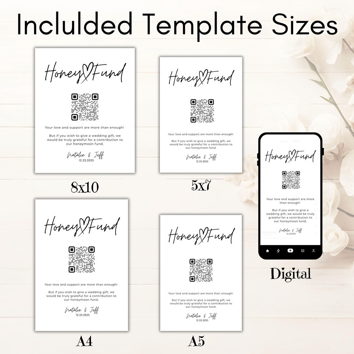 Editable Honey Fund QR Code Sign: Elegant Handwritten Font (canva ...