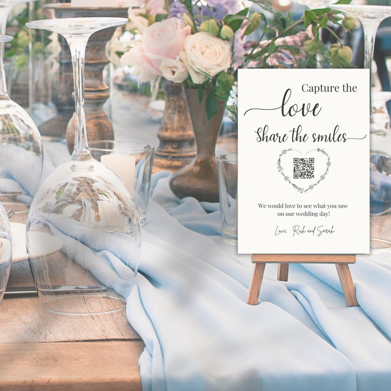 EDITABLE Wedding Photo Album QR Code Sign, Editable Scan to Share Signs ...