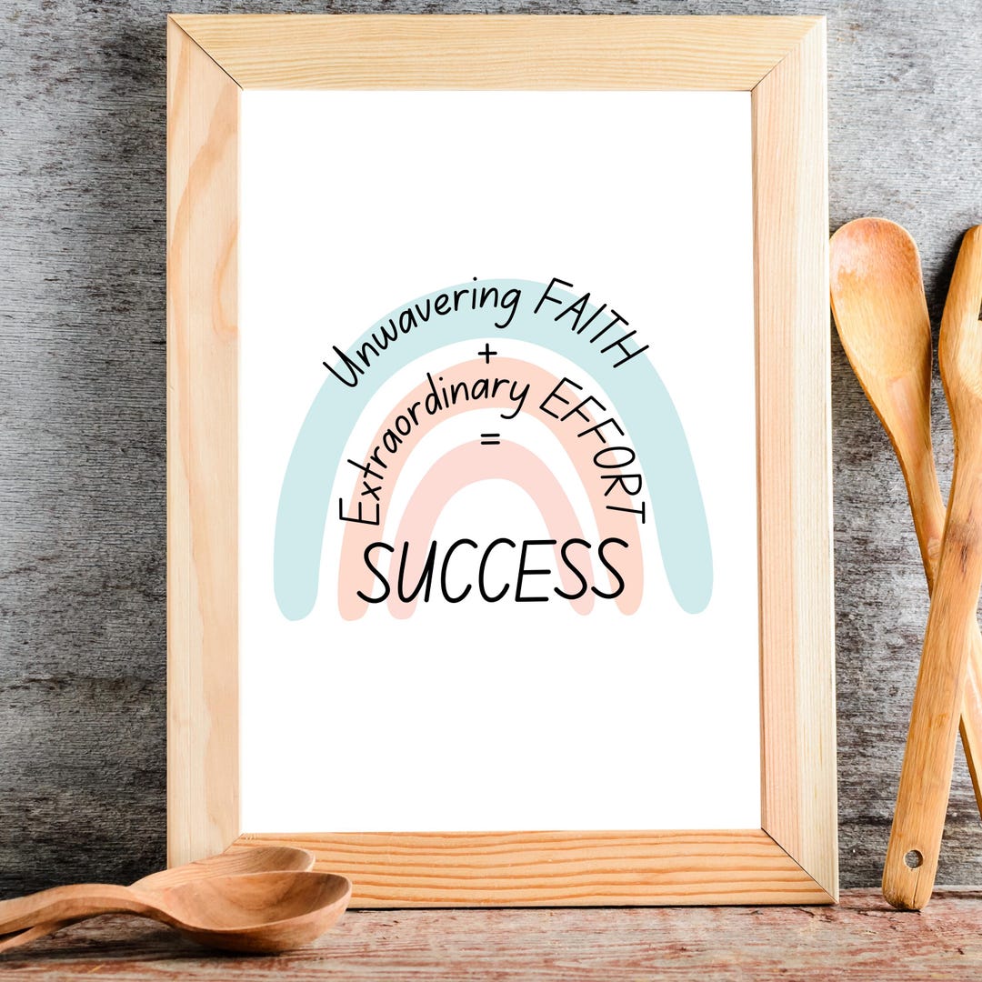 Printable Success Poster, Unwavering Faith + Extraordinary Effort ...