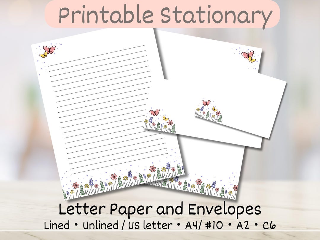 Printable Stationary, Letter Pepper and Envelope, Flower Design, US ...