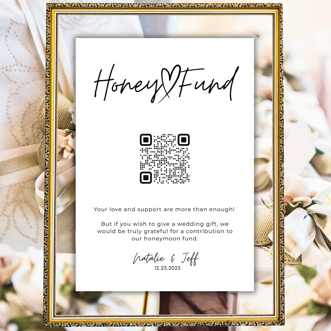 Editable Honey Fund QR Code Sign: Elegant Handwritten Font (canva ...