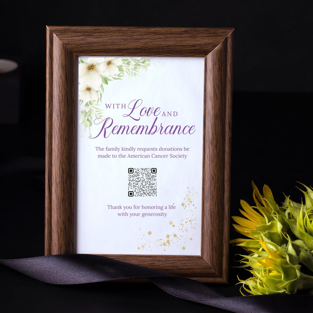 Funeral Donation QR Code Sign: American Cancer Society (digital ...