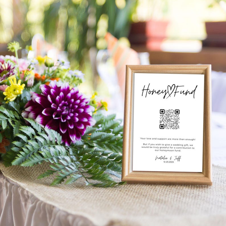 Editable Honey Fund QR Code Sign: Elegant Handwritten Font (canva ...