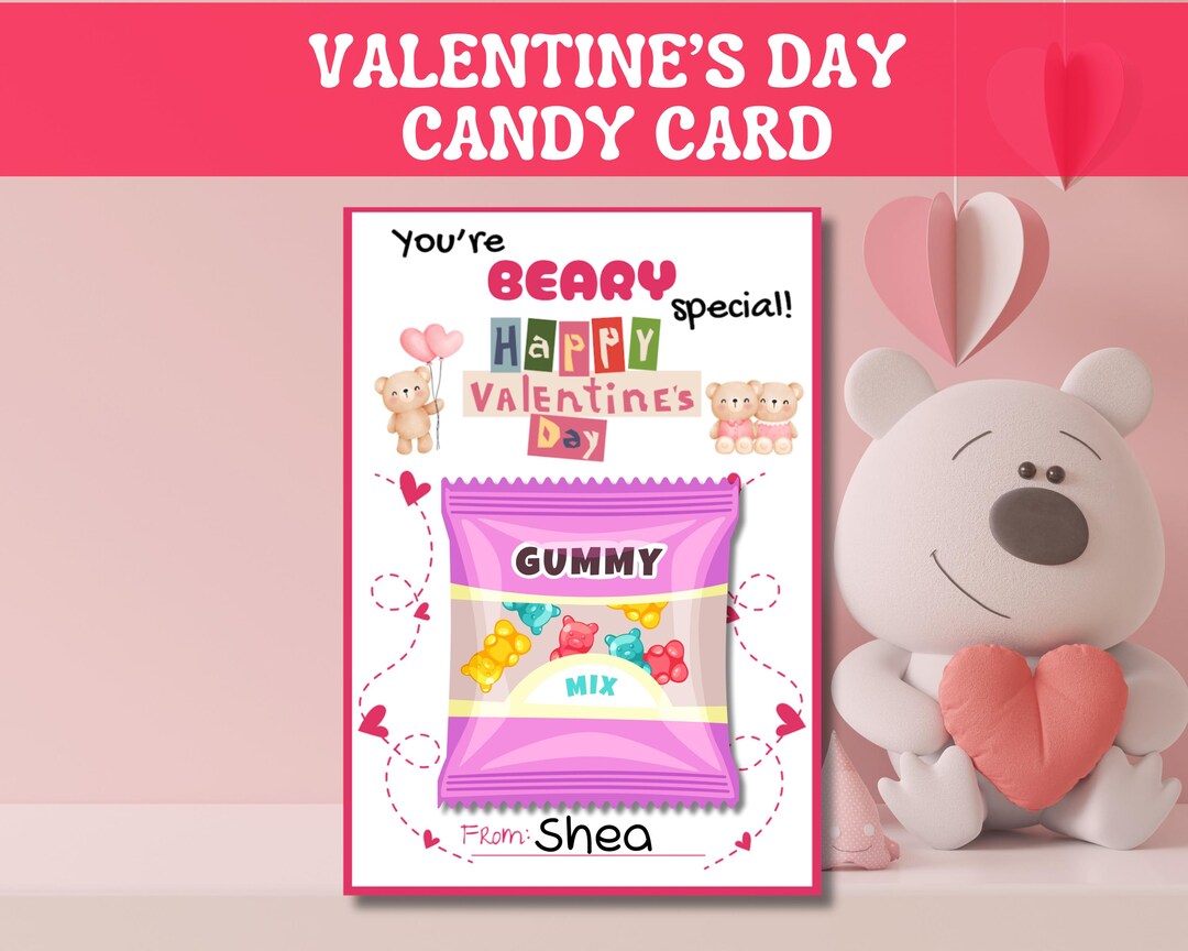 Printable Valentine's Day Bear Gummy Candy Card (digital Download) - Etsy