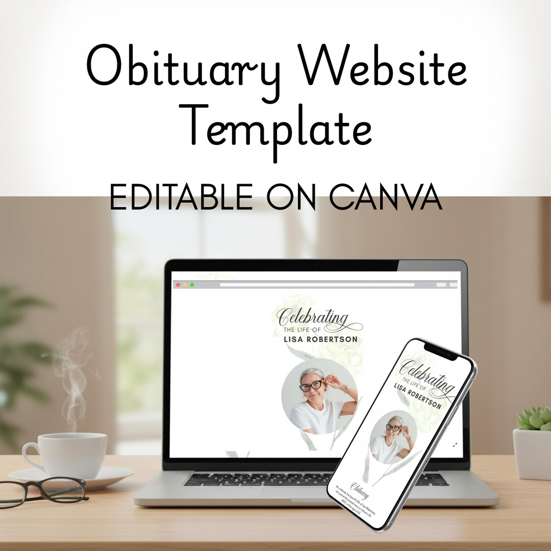 Digital Obituary Website Template, Electronic Obituary, Memorial ...