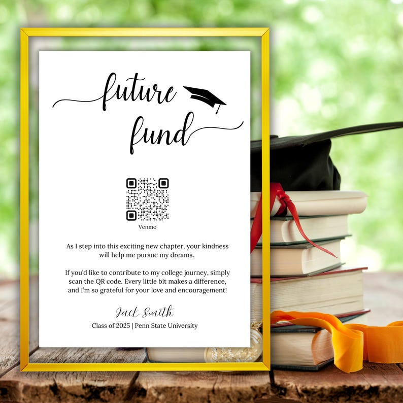 EDITABLE College Fund QR Code Sign – High School Graduation Party ...