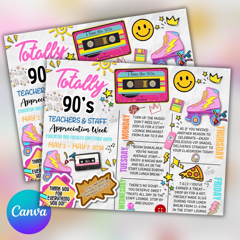 90s Themed Calendar - Etsy