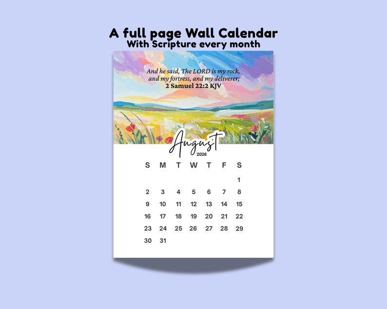 Bible Verse Calendar Planner 2026 – Christian Watercolor Mountain Theme ...