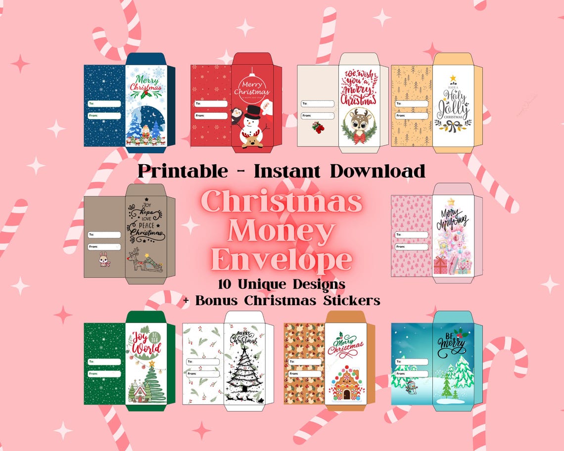 Printable Christmas Money Envelope - 10 Unique Designs + 10 Bonus ...