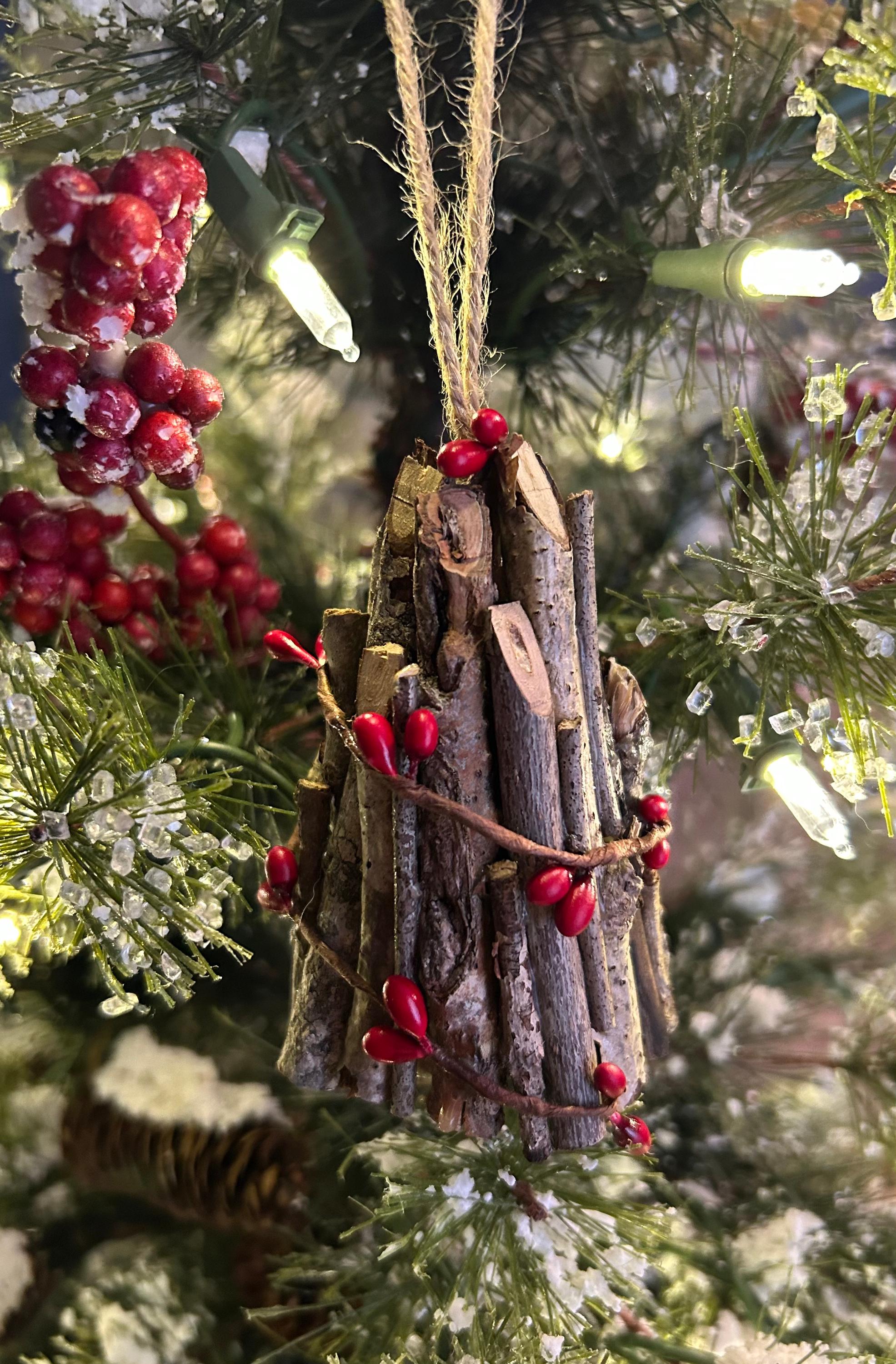 Mini Rustic Wooden Holly Tree Ornament - Etsy