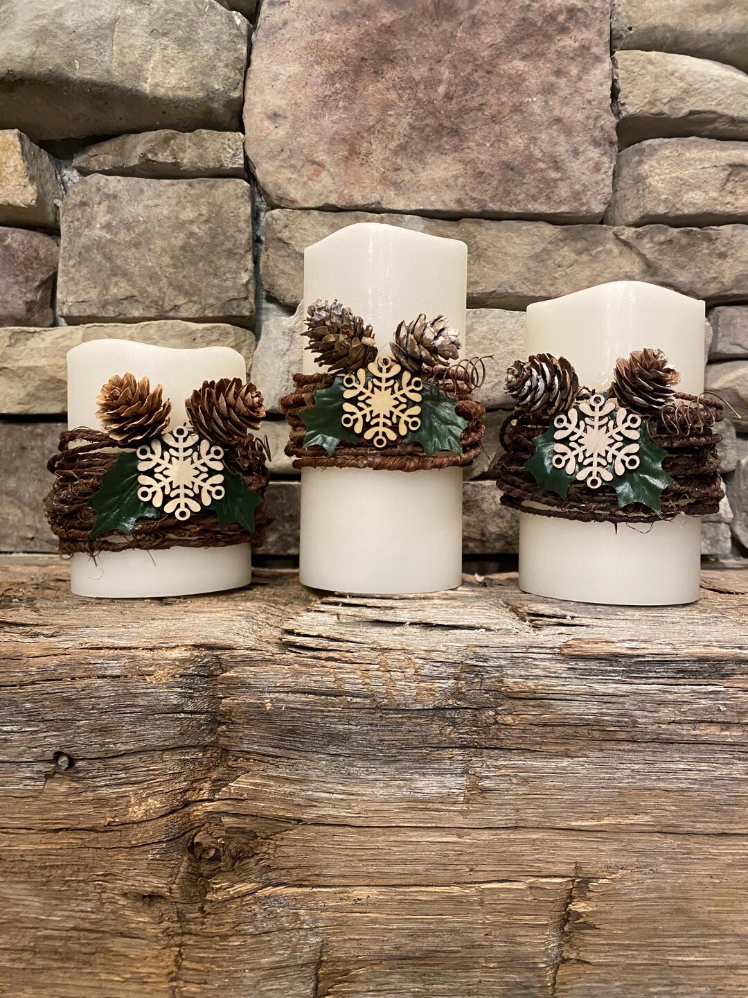 LED Light-up Christmas Grapevine Unscented Candle - Etsy