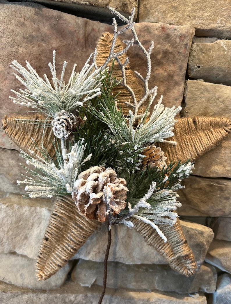 Snowy Rustic Twine Christmas Tree Topper - Etsy